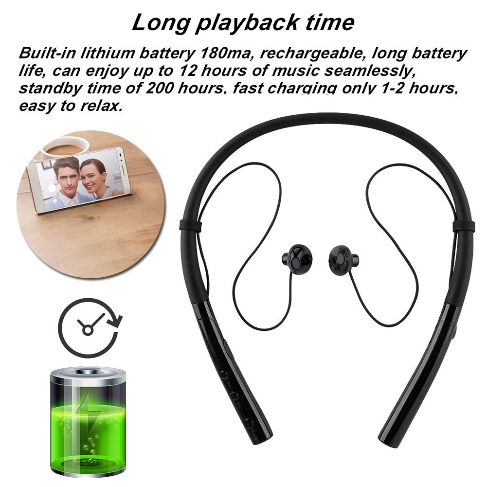Wireless Headset,Tangxi HBQ Q14 IPX4 Waterproof Headset Bluetooth V4.2& EDR HD Stereo Headphones with Magnetic Lock Bluetooth Earphone Noise Canceling For Mobile Phone, Sport (Black)