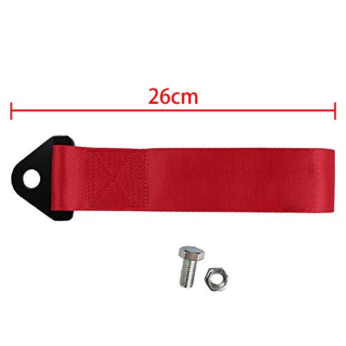 YOUNGL 8-12MM Racing Car Towing Hook Sports Tow Strap Set gh Strength Red for Vehicle Front Rear Bumper(Red)
