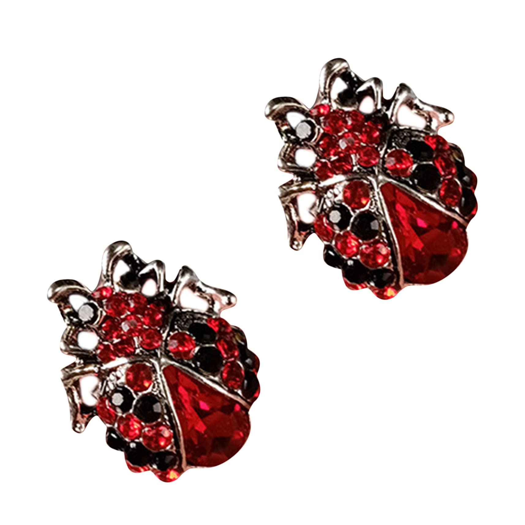 ZHENGFEN Vintage Red Crystal Rhinestone Ladybug Beetle Brooch Pin Red Stone Beetle Bug Jewelry Accessory 2.2x2.6cm