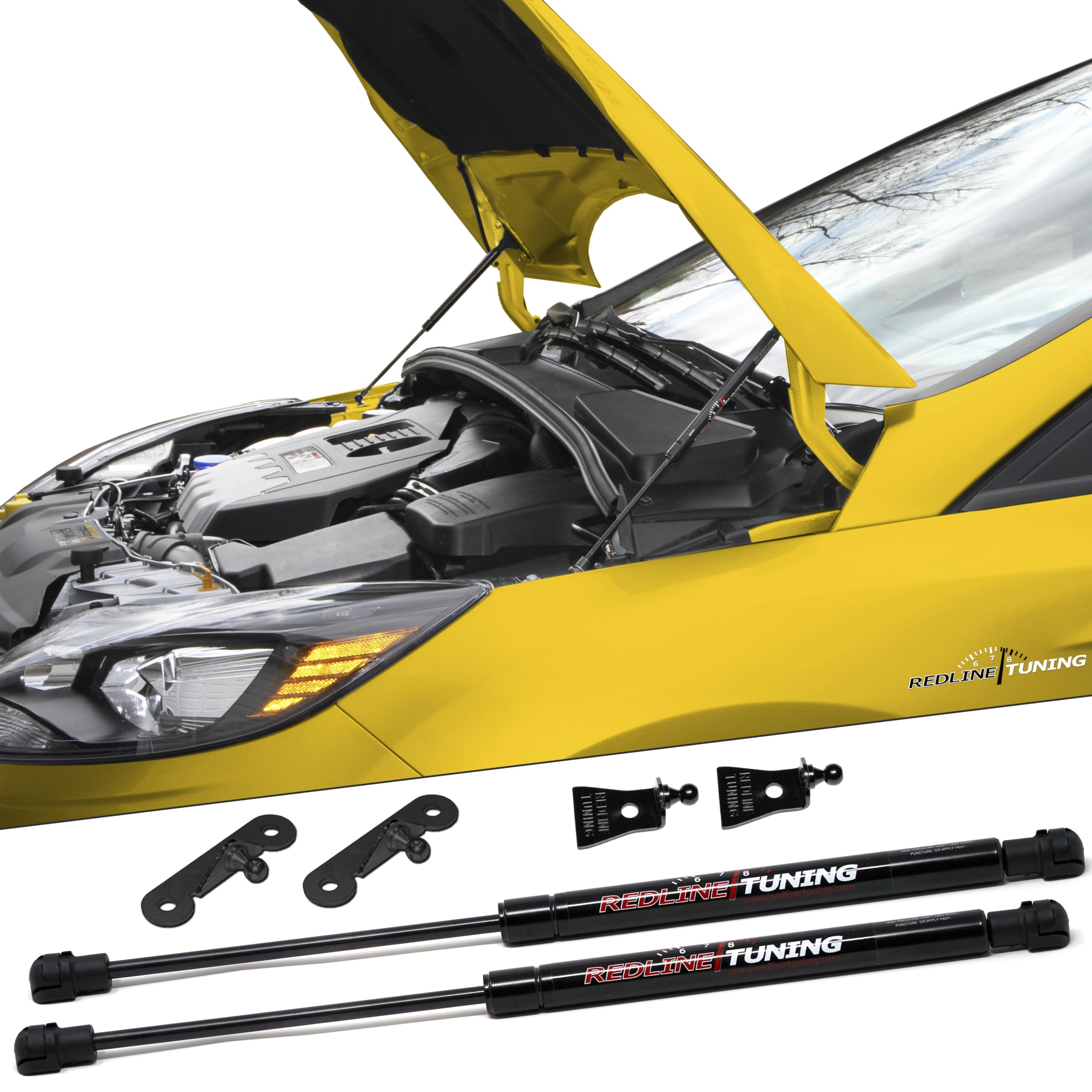 Redline Tuning 21-11025-02 Hood QuickLIFT PLUS Bolt in Struts Compatible with Ford Focus 2012-2018 (All Black Components)