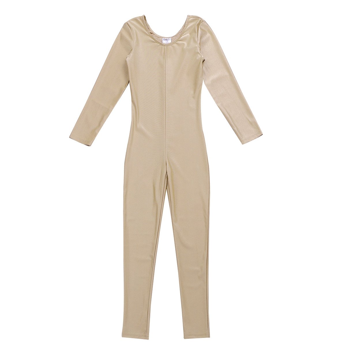 winying Girls Boys Spandex Crew Neck Full Body Unitard Gymnastics Leotard Catsuit Nude 8-10