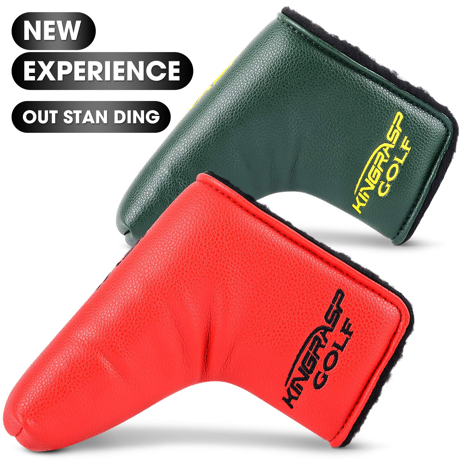 wujiang Golf Putter Head Cover PU Leather T Word Headcover Fits All Brands Men Women (Black red)