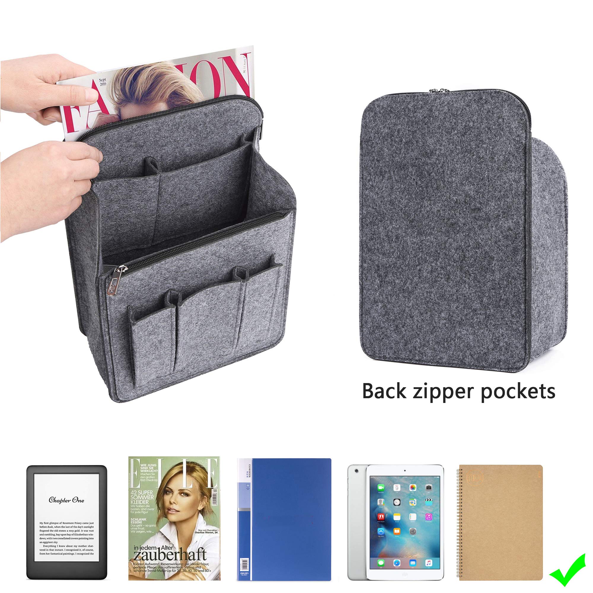 Yoillione Felt Backpack Organizer Insert for Women and Men, Large Travel Rucksack Insert with High Capacity, Lightweight Bag Organizer with Zipper Pockets