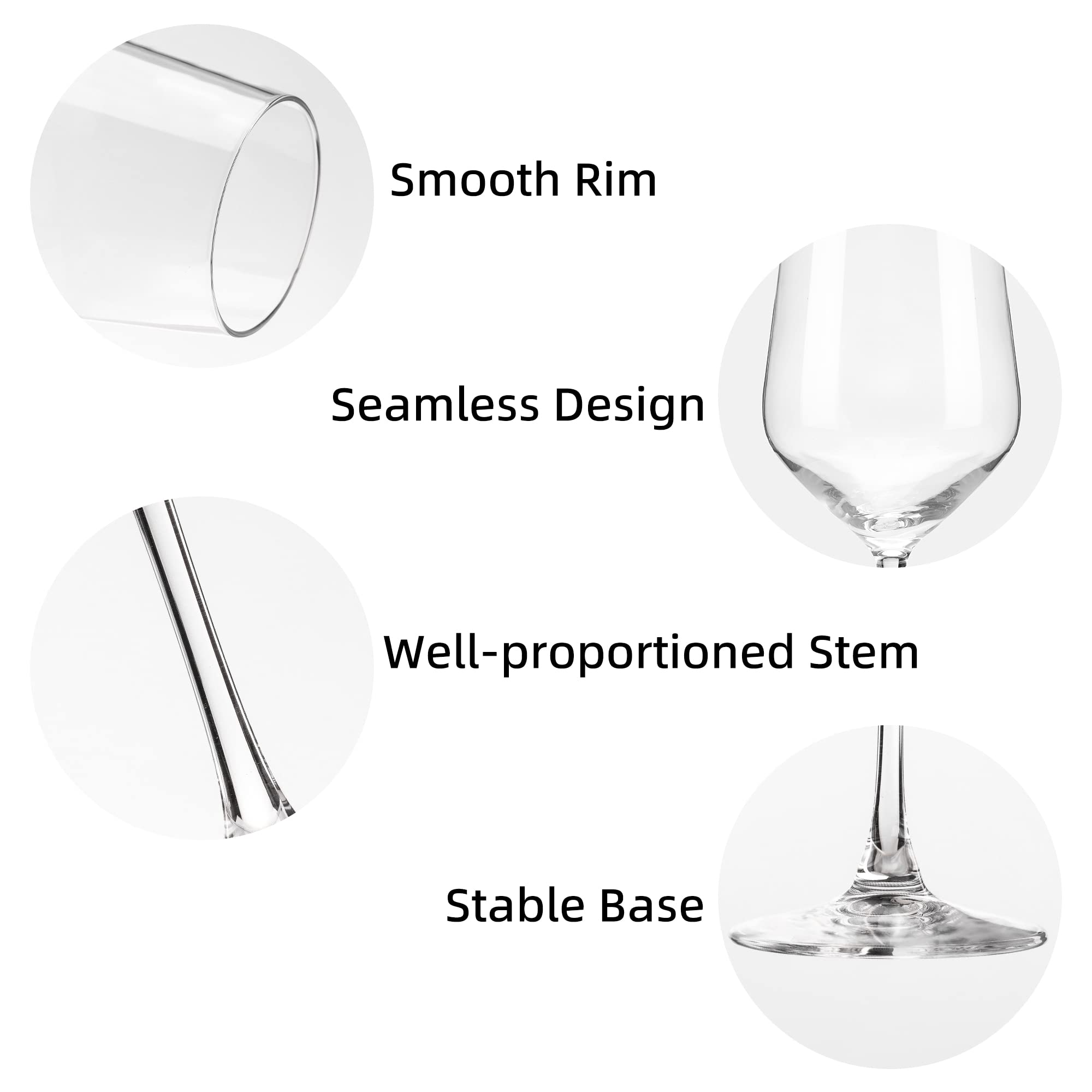YANGNAY Wine Glasses (Set of 8, 17 Oz), Clear Wine Glasses for Red Wine, Smooth Rim, Dishwasher Safe