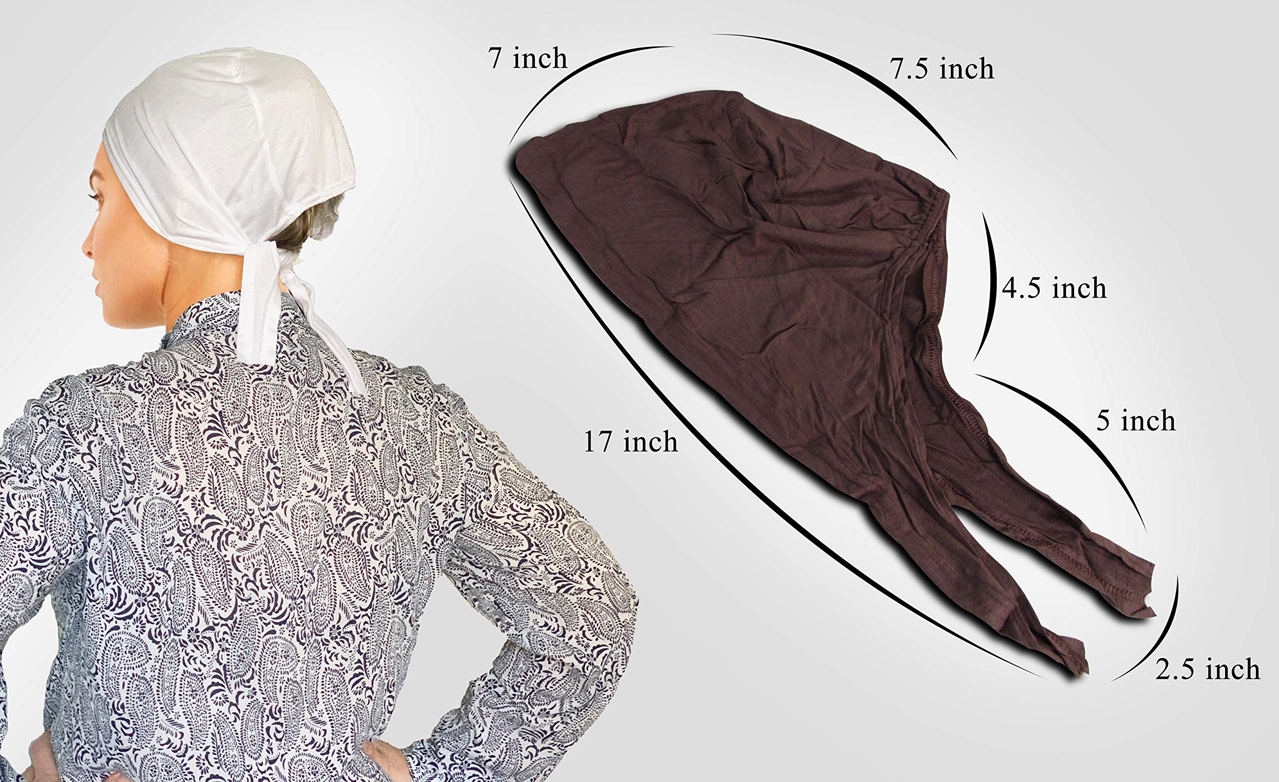 TheHijabStore.com Jersey Bonnet Caps Under Scarf Head Wraps for Women Turban Hat with Tie-Back Closure Black