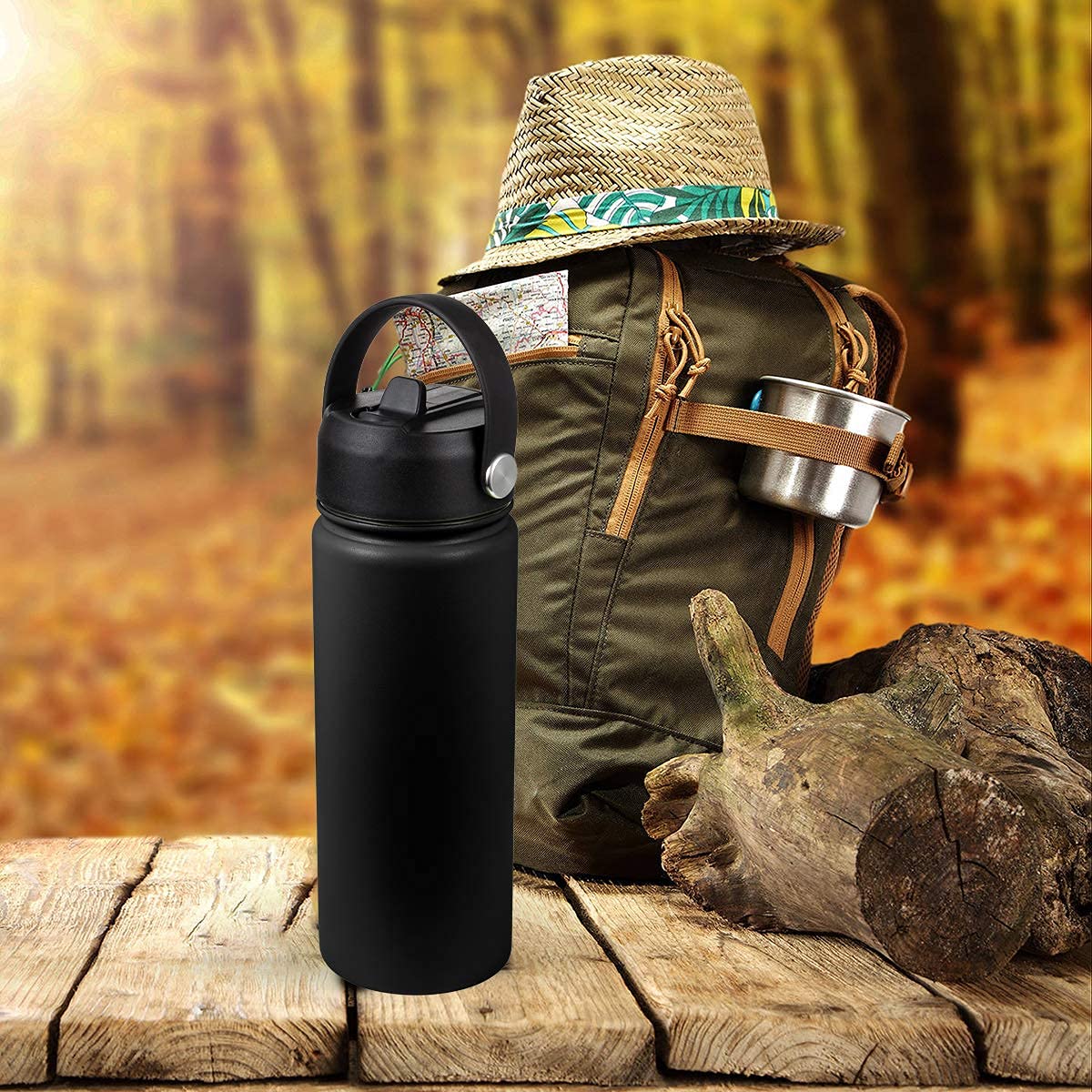 Straw Lid for Hydroflask 12 16 18 20 32 40 oz Wide Mouth,Replacement Straw Cap for Hydroflask,Top Sport Bottle Accessories, Black
