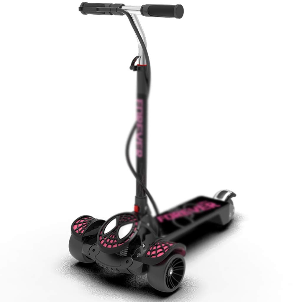 Sport Scooter Folding Kick Scooter for Kids for Boys Girls 3-12 Flashing Glider Push Scooter with Height Adjustable and Foldable Handlebar Kick Scooters (Color : Pink)