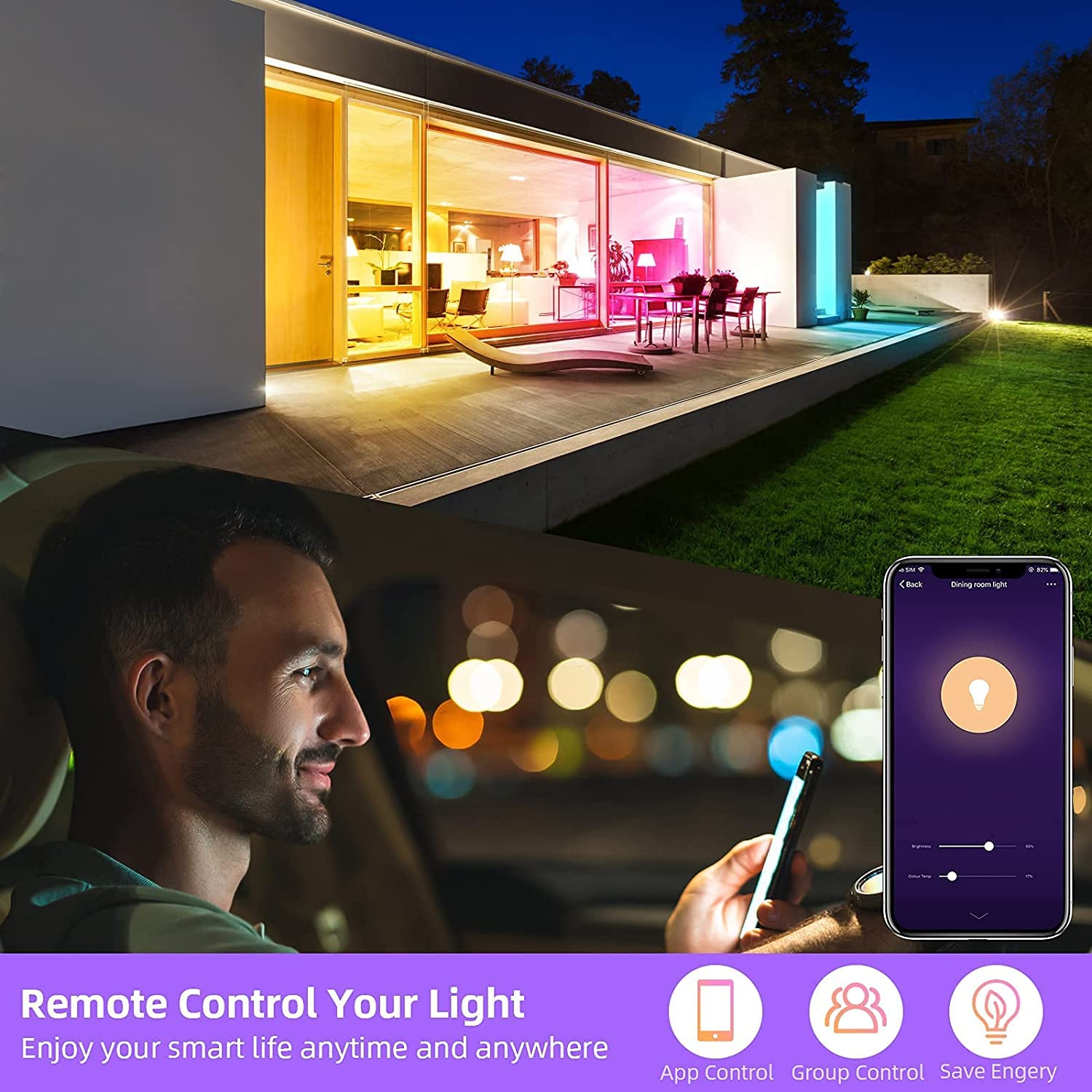 Smart Light Bulbs,Alexa Light Bulb WiFi Light Bulbs No Hub Required,RGB Smart Bulbs that Work with Alexa, Google Home, Dimmable Smart LED Bulb, A19 Soft White (2700K), 600LM 60W Equivalent, 2 Pack