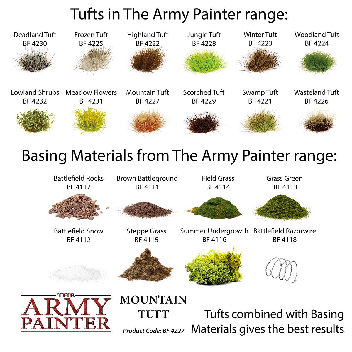 The Army Painter Tufts - Battlefield Tufts: Mountain Tuft, 77 Pcs, 3 Sizes-Terrain Model Kit for Miniature Bases & Model Grass Tufts -Diorama Supplies & Diorama Grass for Mini Basing & Gaming Scenery