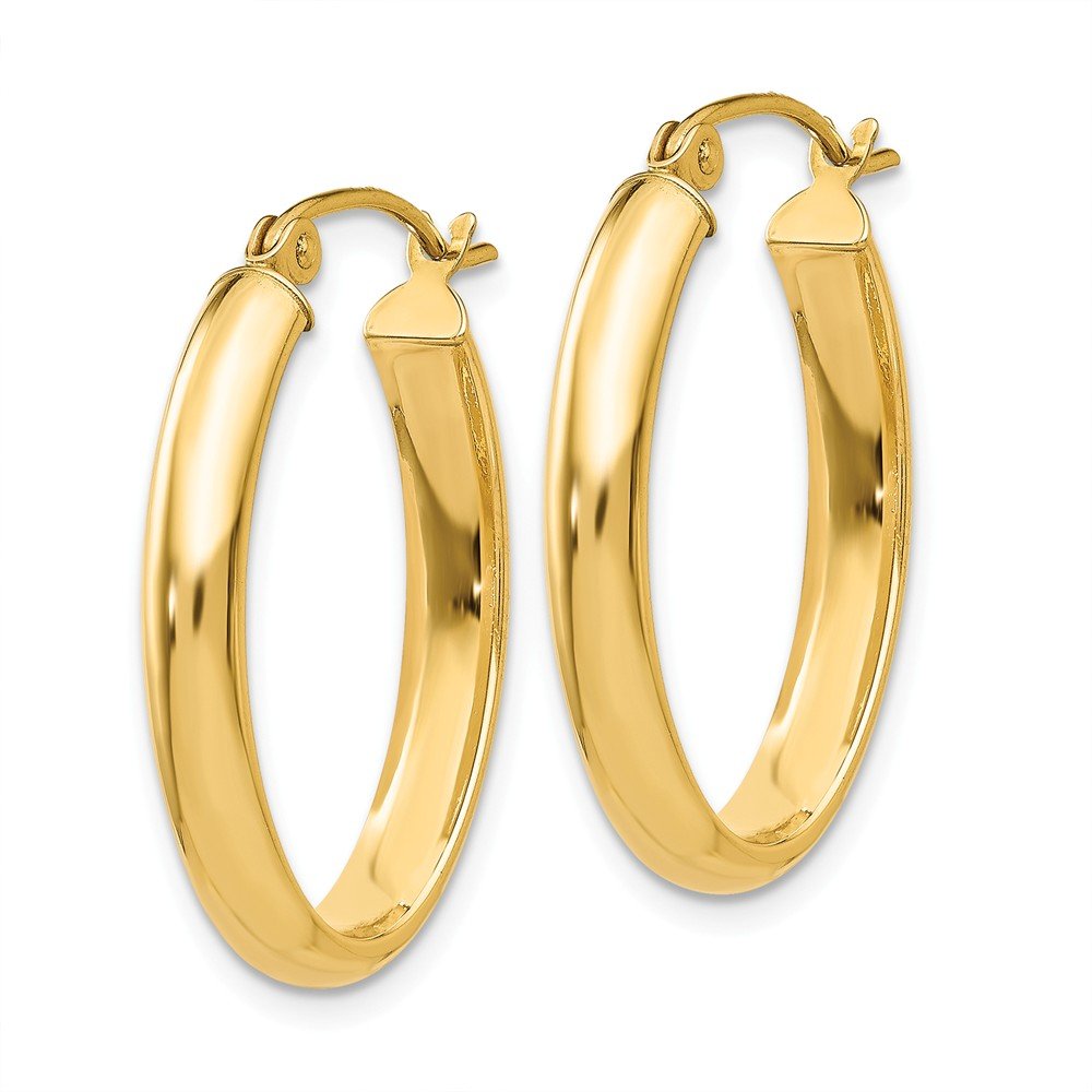 The Black Bow 3.5mm, 14k Yellow Gold Oval Hoop Earrings, 25mm (1 Inch)
