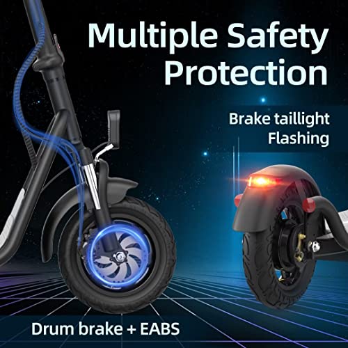 TOMOLOO Electric Scooter Adults, 12-inch Off Road Shock-Absorbing Solid Tire, UL Certified Electric Scooters Up to 18 MPH and 49.7 Miles Portable Folding Commuting All Terrain Scooters