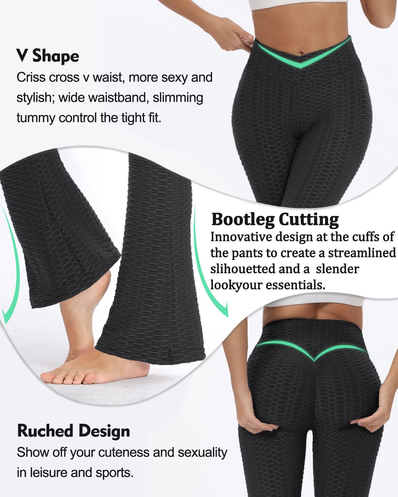 YAMOM Bootcut Yoga Pants with Pockets for Women Crossover Flare Leggings High Waisted Butt Lifting Tummy Control Pants…