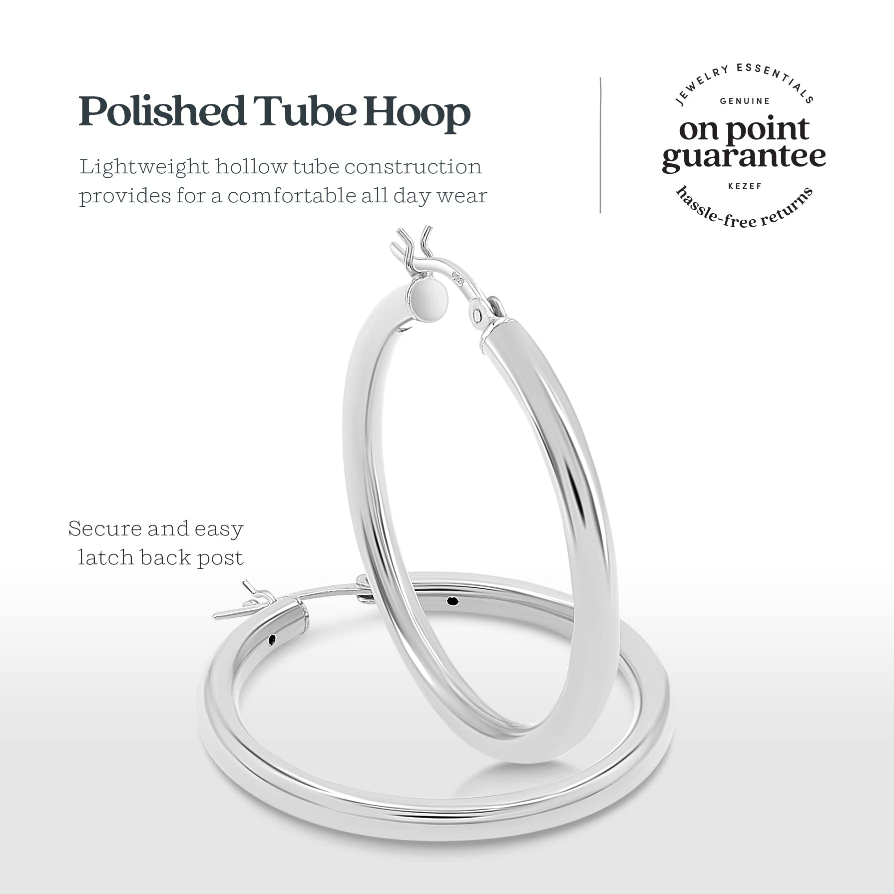 Sterling Silver Hoop Earrings - 3mm x 35mm Click-Top Tube Hoop