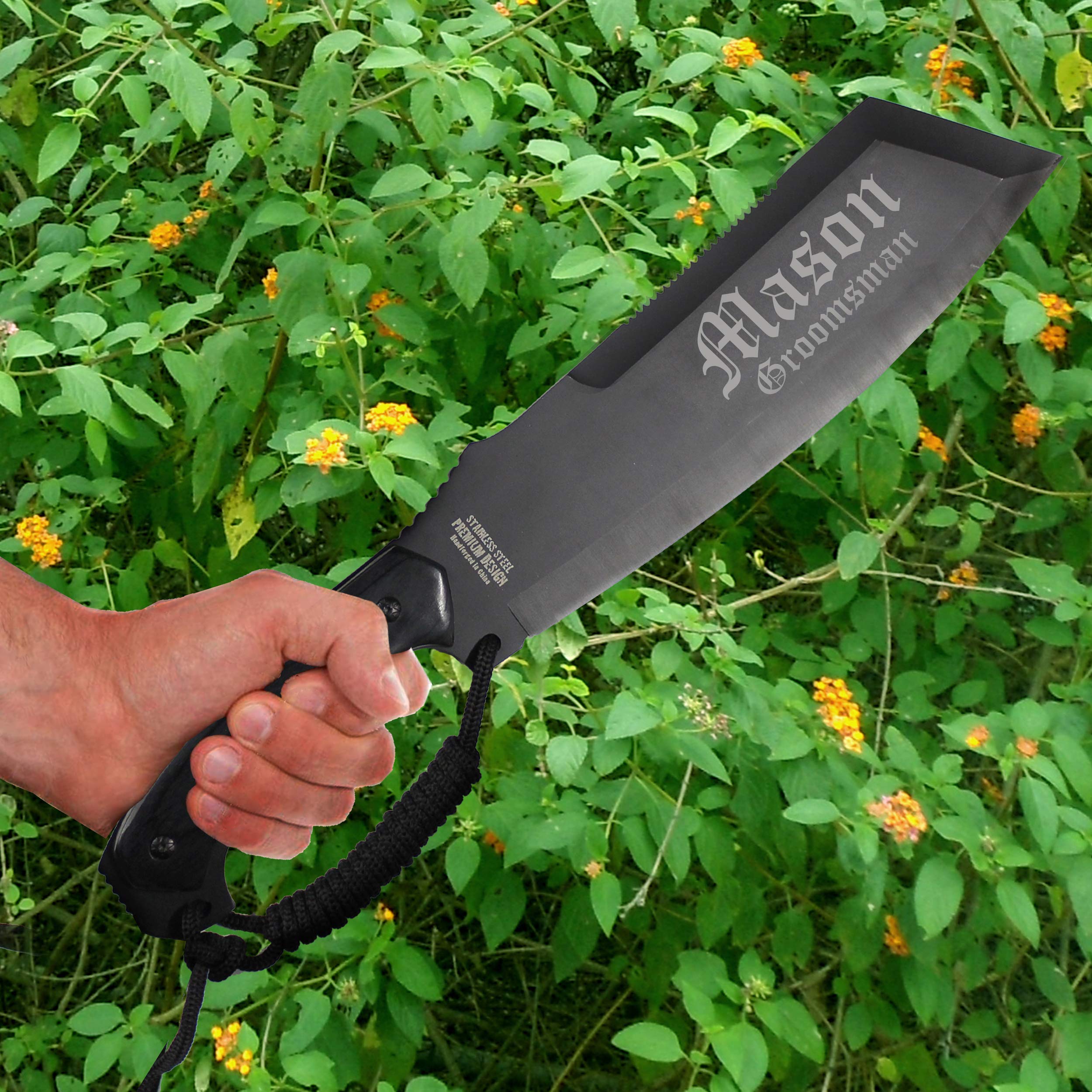 The Wedding Party Store, Custom Personalized Big Machete with Rope - Engraved Survival Jungle Gift Idea for Groomsmen, Fathers Day, Birthday, Husband, Hunting