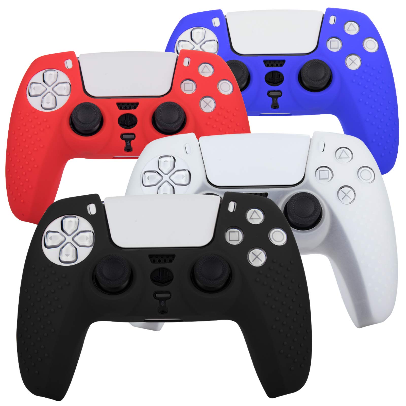 TOMSIN Silicone Skin Cover Cases with 4 FPS Thumb Grips for PS5 Controller (4Pcs)