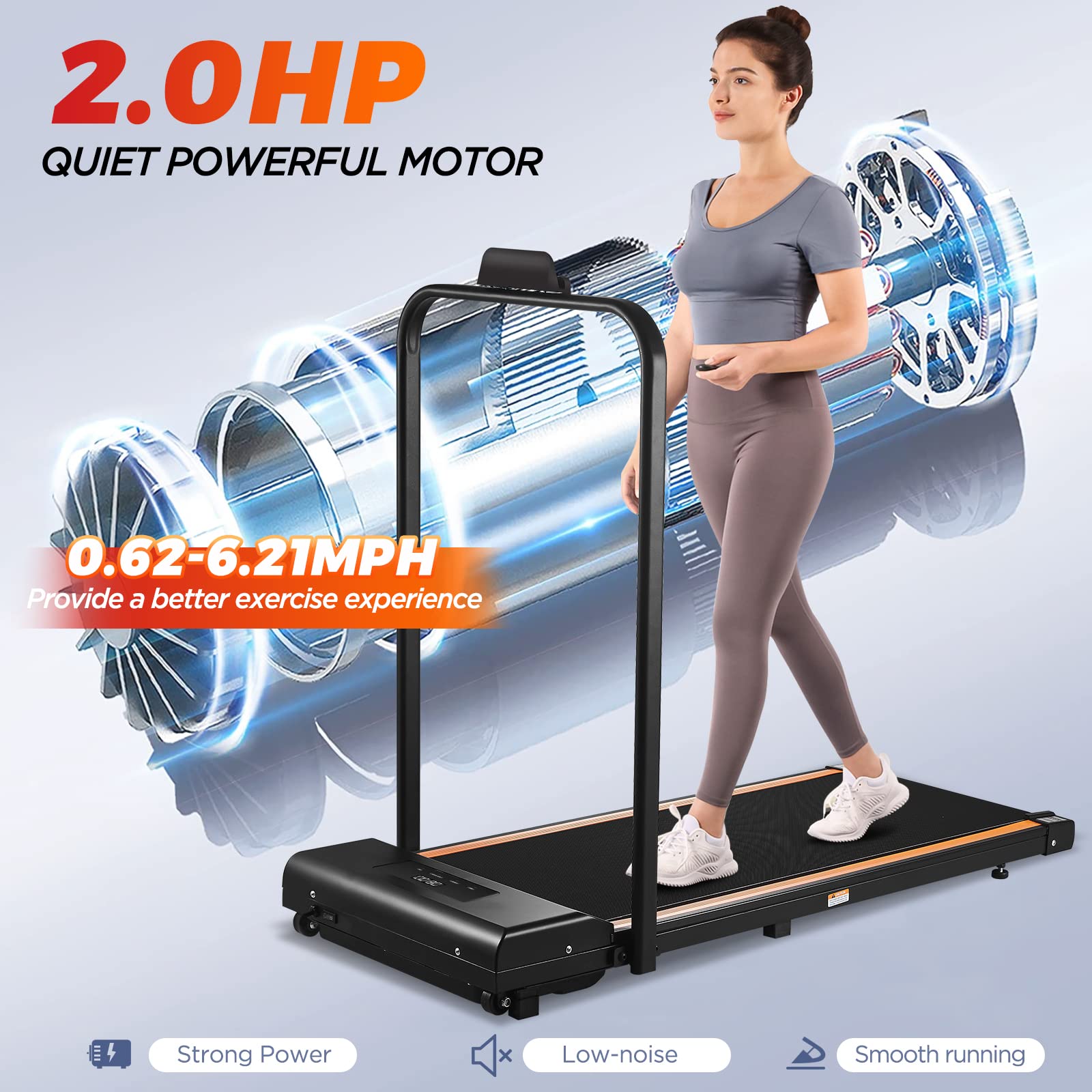 Walking Pad Advzon Under Desk Treadmill 2.0HP Walking Pad Treadmill Under Desk Remote Control with Mobile Phone Holder Free Installation LED Display 2 in 1 DeskTreadmill