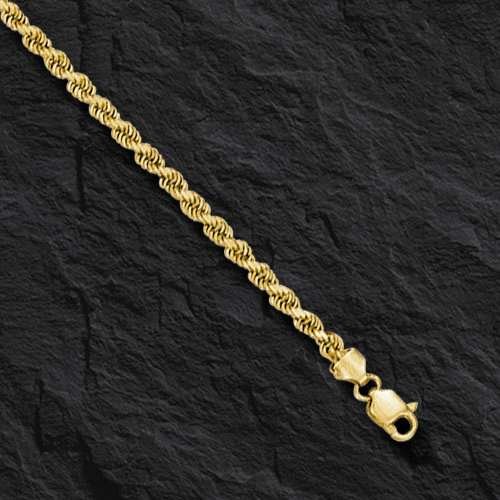 TEX 18Kt Solid Gold Diamond Cut Rope Chain Necklace 18" -30" 4 Mm