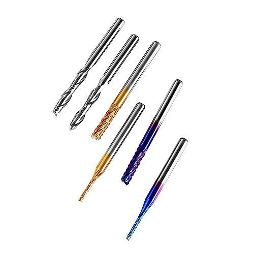 VEVOR 40pcs End Mills CNC Router Bits, 1/8" Shank, CNC Cutter Milling Carving Bit Set, Including 2-Flute Flat Nose & Ball Nose End Mill, Nano Blue Coat & Titanium Coat CNC Bits, for Milling Machine