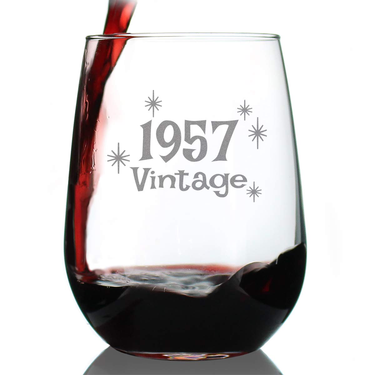 Vintage 1957-67th Birthday Stemless Wine Glass Gifts for Women & Men Turning 67 - Bday Party Decor - Large Glasses