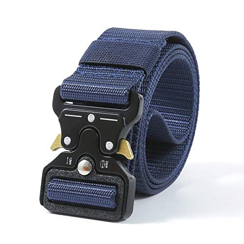 Xiclass Tactical Belt,Military Belts For Men, Durable Heavy Duty Nylon Belt With Quick Release Metal Buckle Work Belt 1.5 X 4 Ft, Blue