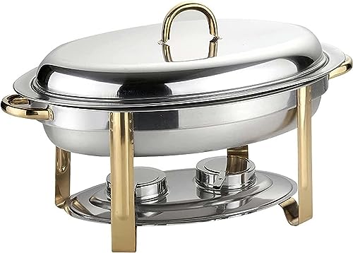 Stainless Steel Chafing Dish Buffet Set, 5.5L Full Size Oval Chafer Buffet Servers with Food Pan, Fuel Holders amp; Lid, Food Warmers for Party
