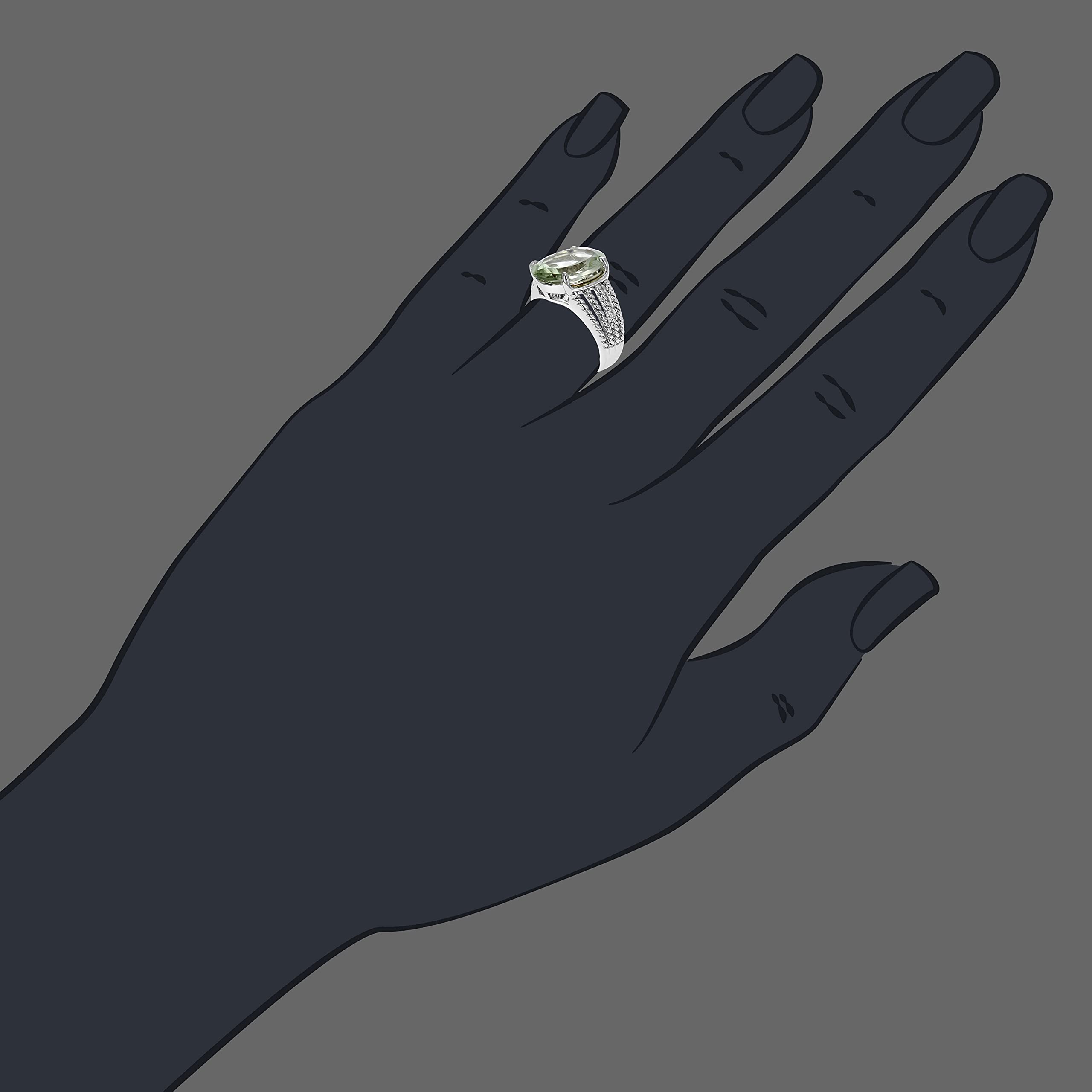 VIR JEWELS 5.50 cttw Green Amethyst Prasiolite Ring Brass with Rhodium Oval Shape 16x12 MM Size 9