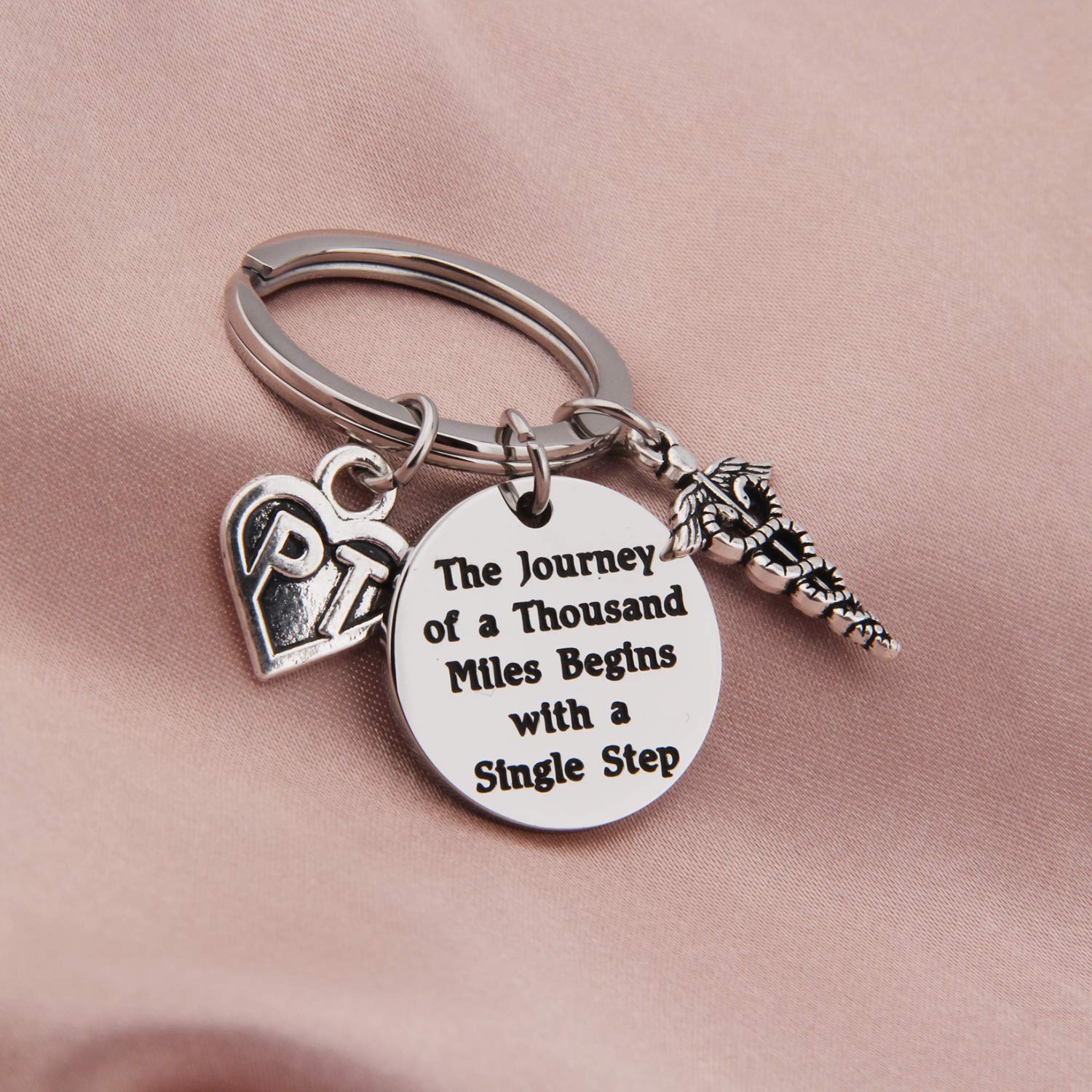 TGBJE Physical Therapy Gift A Journey of a Thousand Miles Begins with a Single Step Graduation Gift for PT Gift (PT keychain)