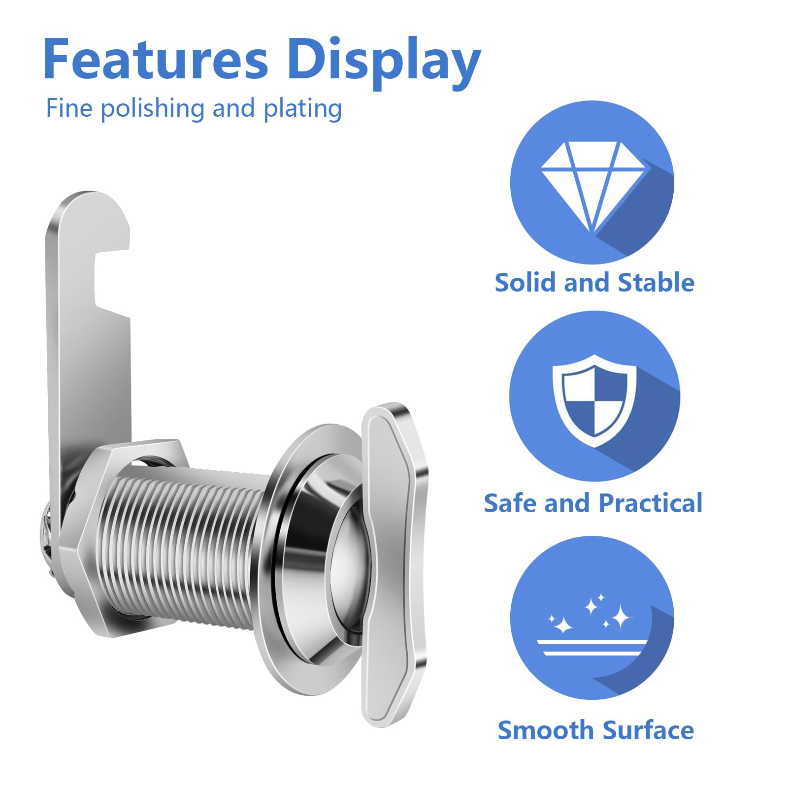 Thumb Operated Offset Cam Lock, 1-1/8β Cylinder Fits on 7/8β Max Door Thickness, Non-Locking Replacement Lock for RV Compartment Camper Storage, Cabinets,Drawers (1-1/8 Inch 6Pack)