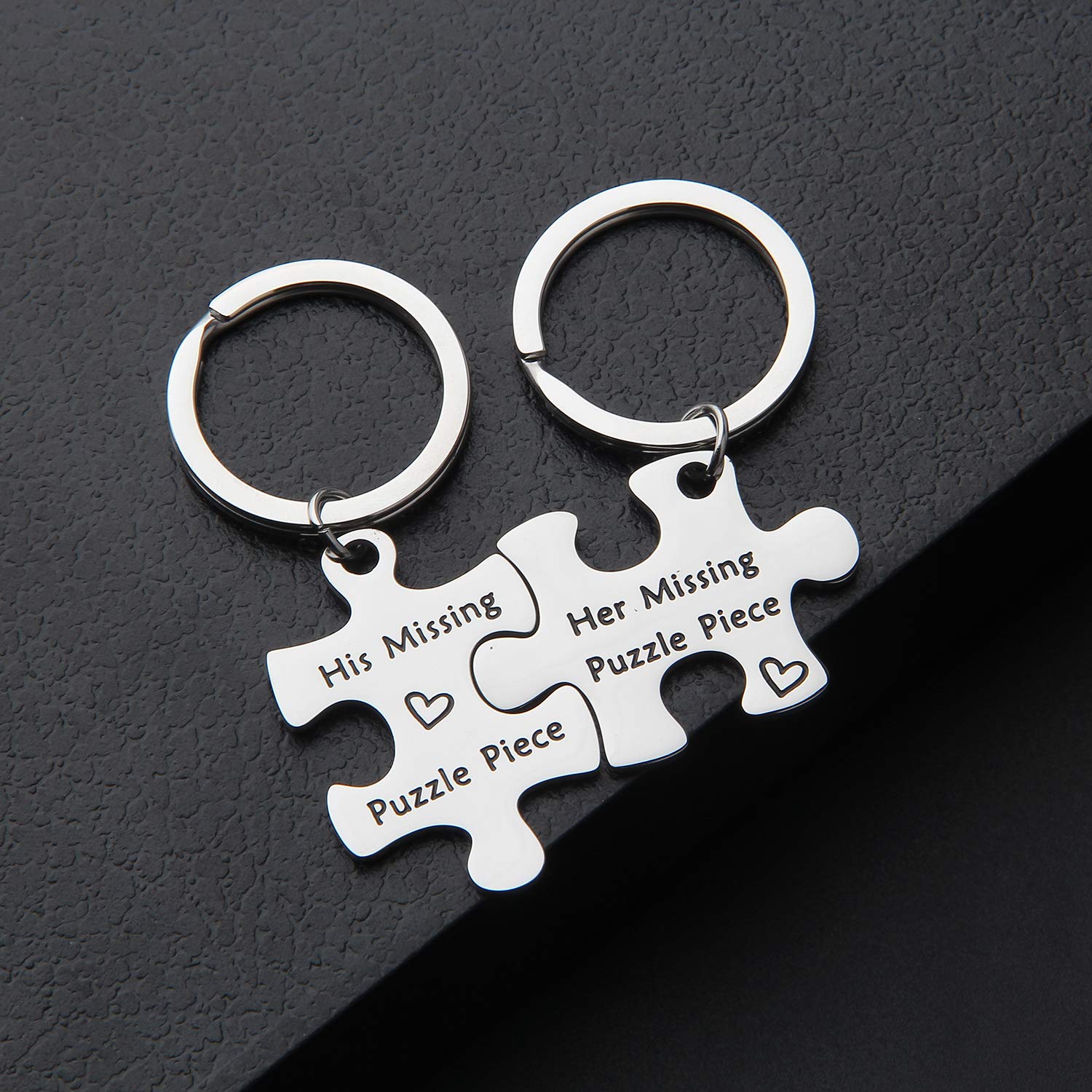 TGBJE Puzzle Piece Keychain Set Her Missing Puzzle Piece,His Missing Puzzle Piece Keychain Couple Gift Boyfriend,Husband Gift (His and Her Keychain)