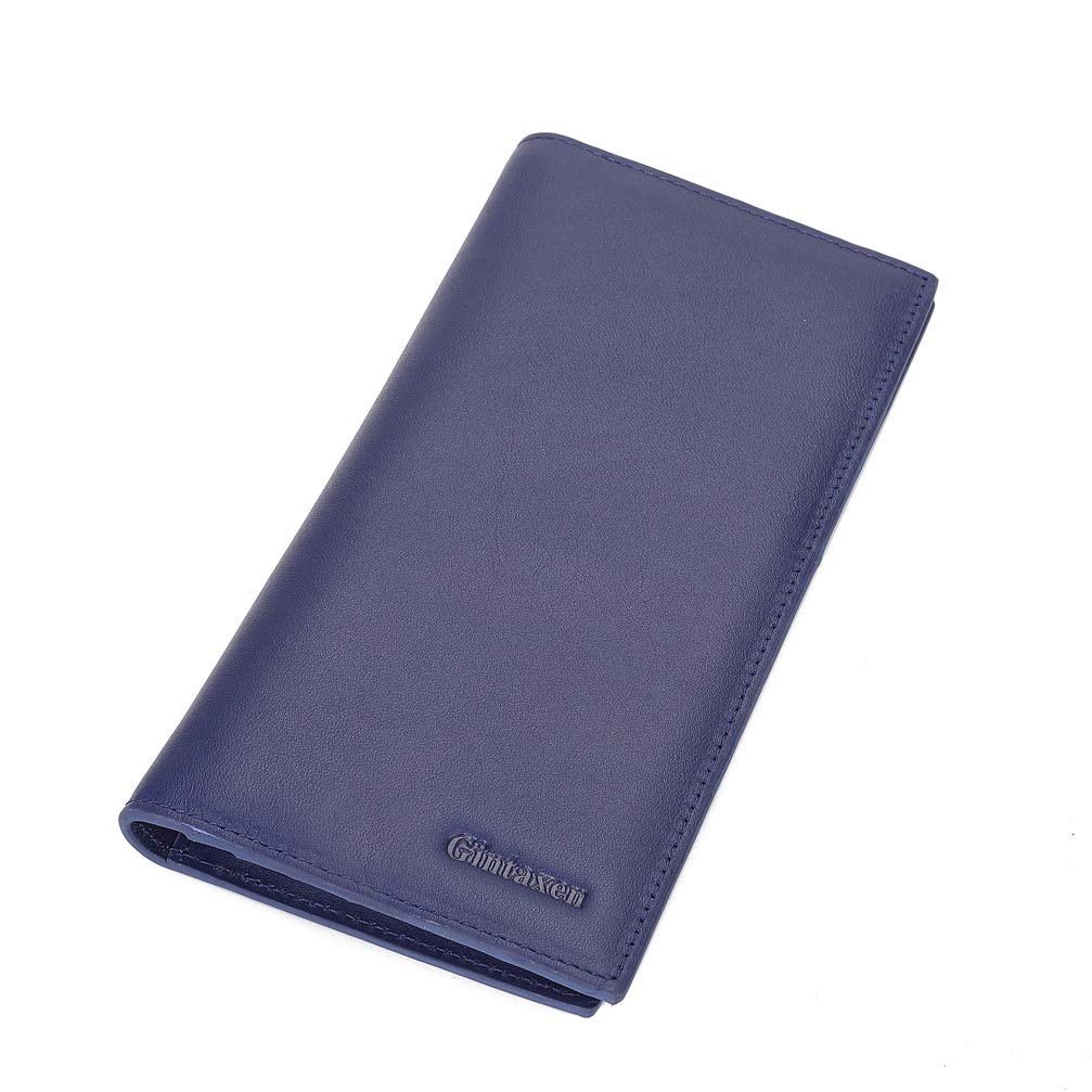 Slim Leather ID/Credit Card Holder Long Wallet with RFID Blocking - Black