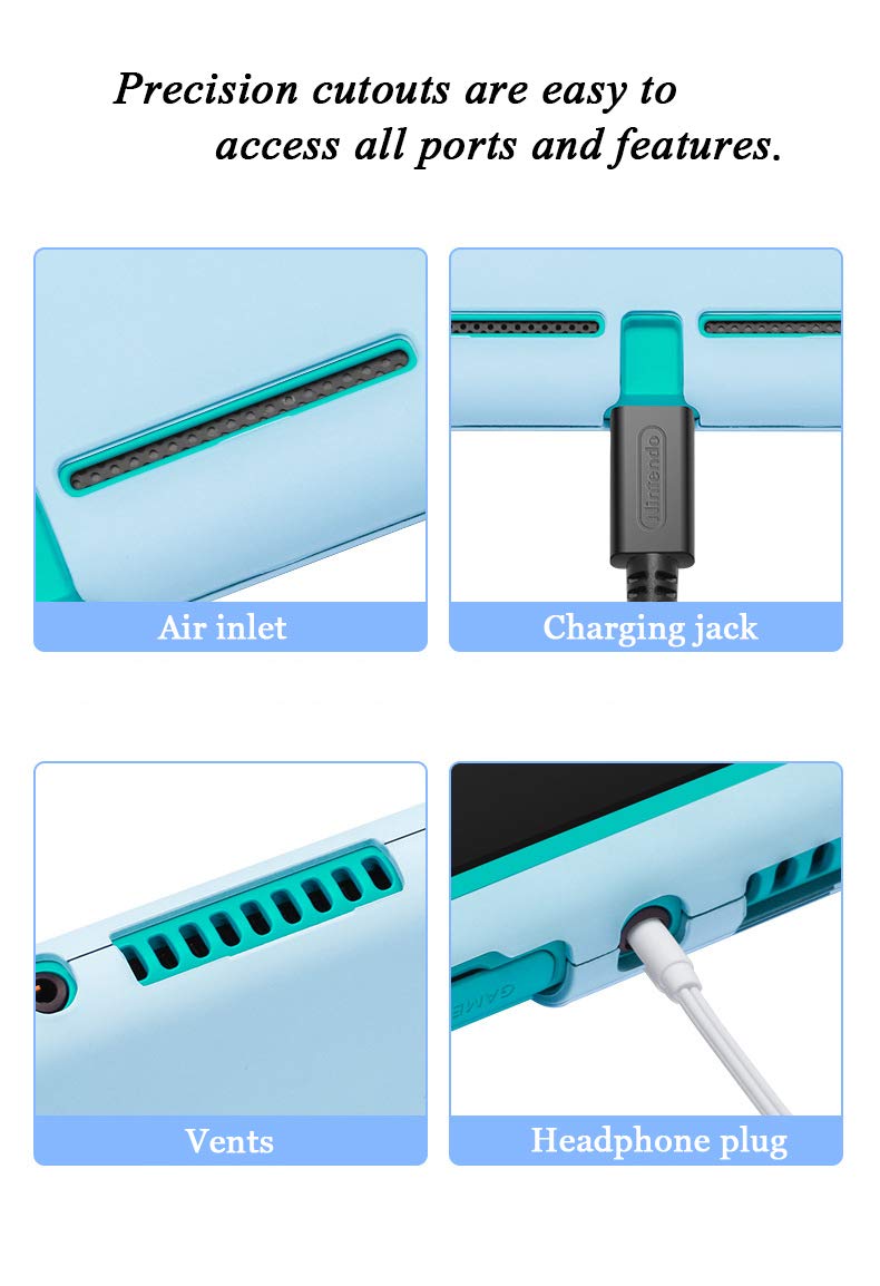 XMICY Adorable Case for Switch Lite, Grip Protective Cover Case for Switch Lite-Green & Purple (Hard Shell)