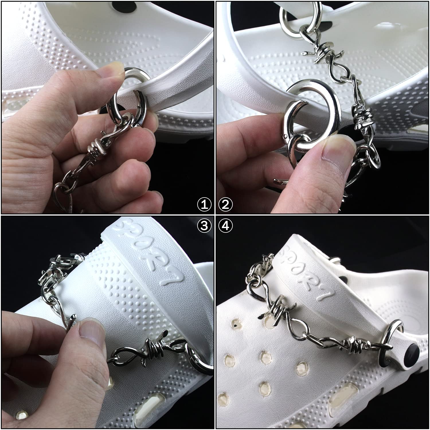 VIQWYIC Metal Twisted Chains Shoe Charms, Fashion Cool Punk Alloy, Decoration for Sandals Clog Accessories