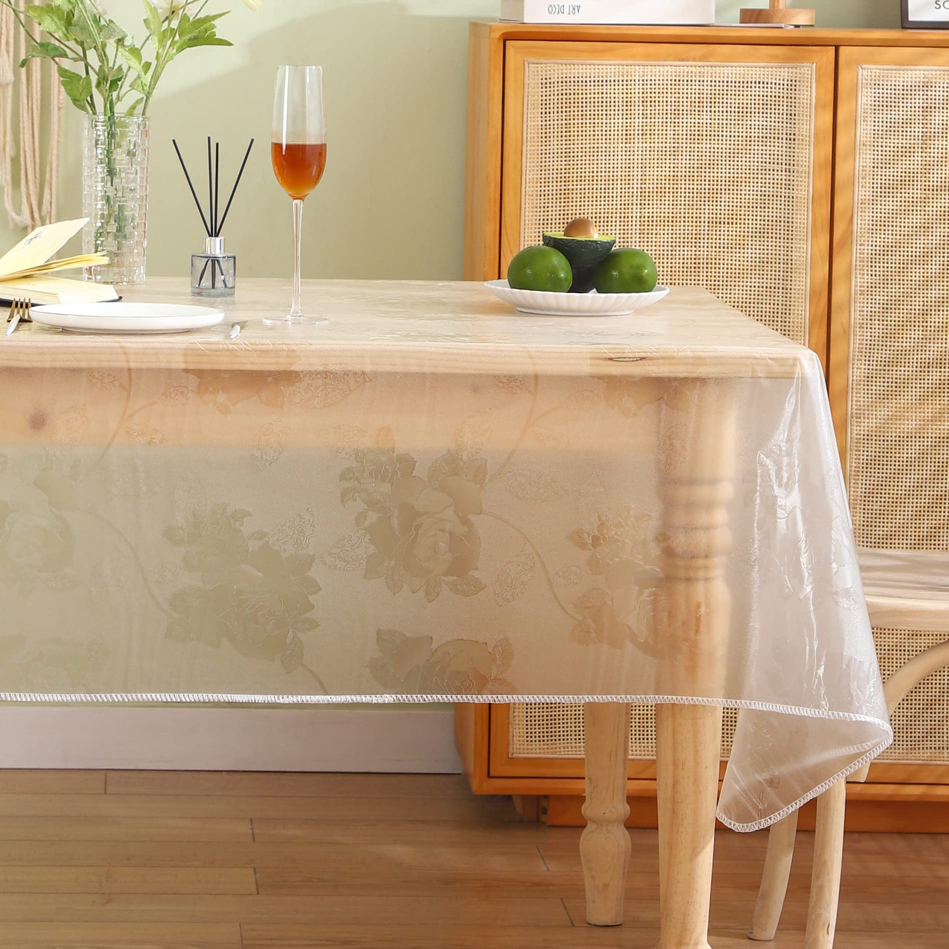 Walrus Clear Vinyl Tablecloth Protector Waterproof/Oil-Proof Plastic Rectangle Transparent Sheet Table Cover