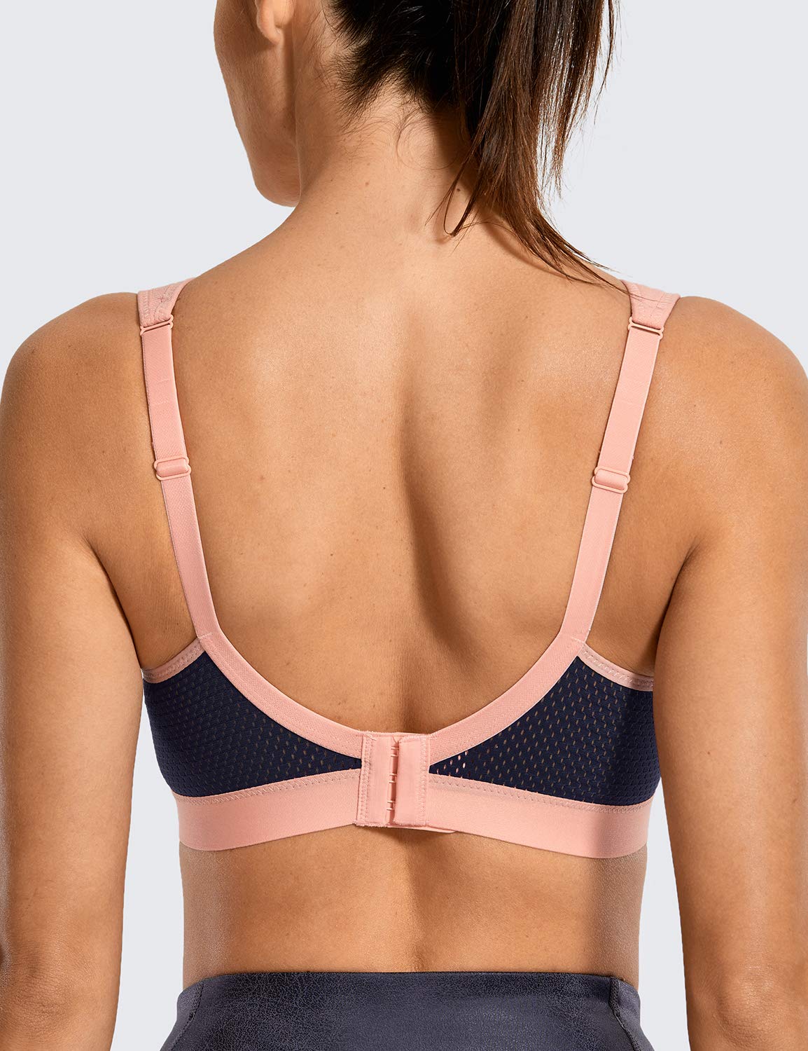 SYROKAN Women's Sports Bra Wireless Comfort High Impact Support Bounce Control Plus Size Workout Bra Navy 38C