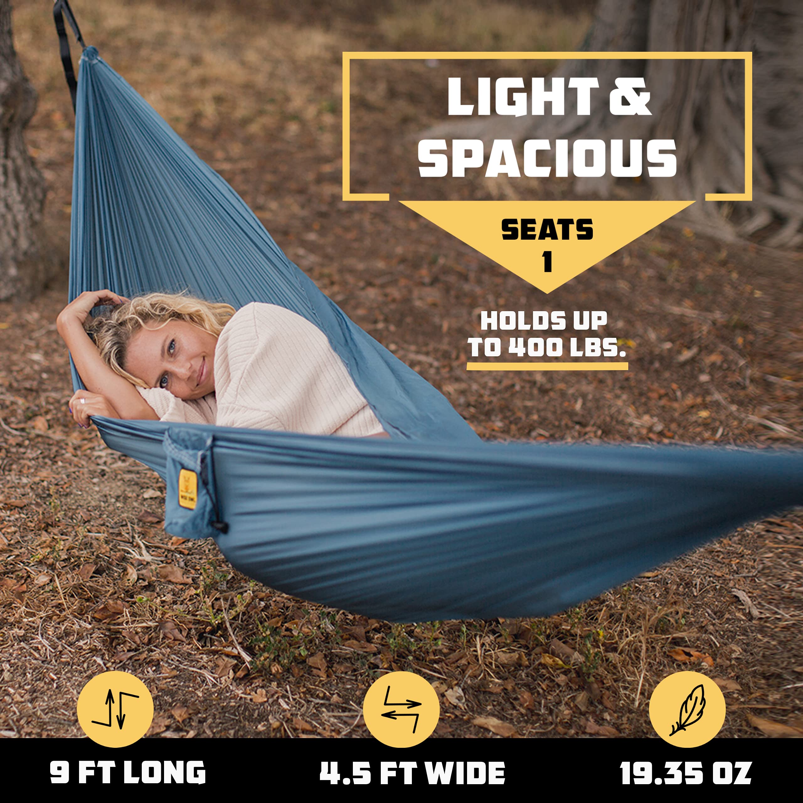 Wise Owl Outfitters Camping Hammock - Lightweight, Portable Hammock w/Tree Straps - Outdoor Hammock for Beach, Hiking, Backpacking and Travel
