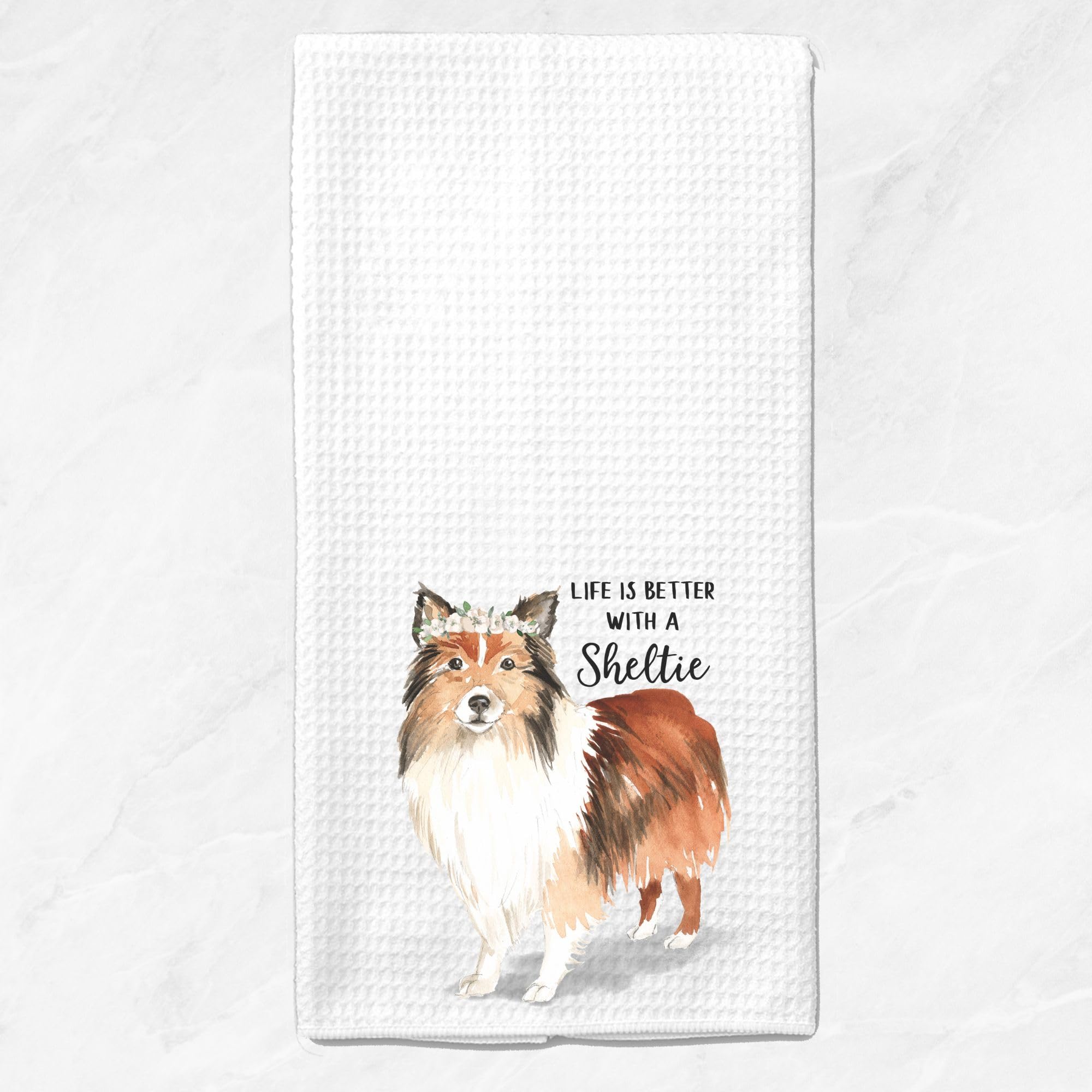 Watercolor Life is Better with a Sheltie Microfiber Kitchen Tea Bar Towel Gift for Animal Dog Lover