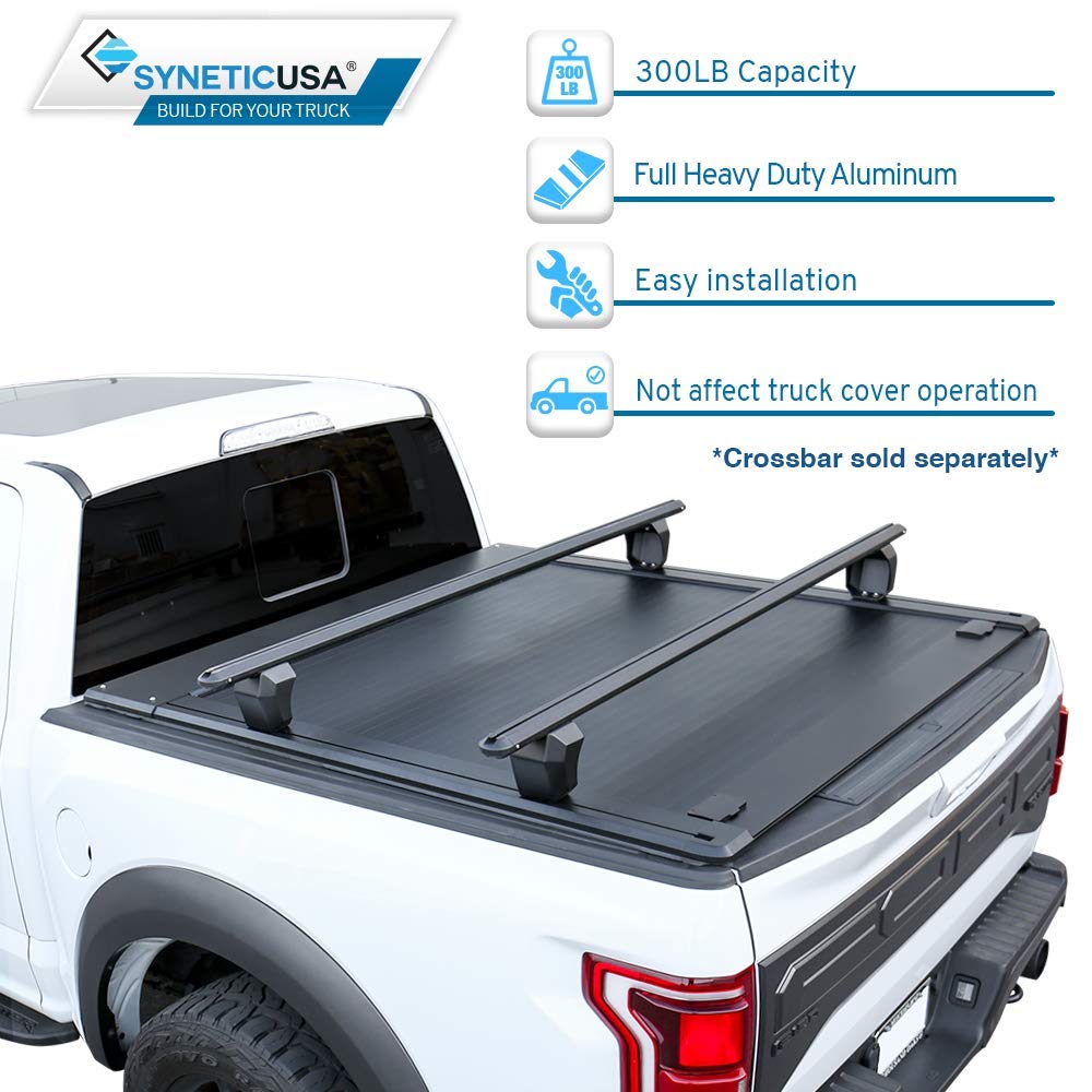 Syneticusa Retractable Tonneau Cover Fits 2019-2023 Ford Ranger 5' (61β) Truck Bed Aluminum Matte Black Low Profile Waterproof Off Road Rack Ready