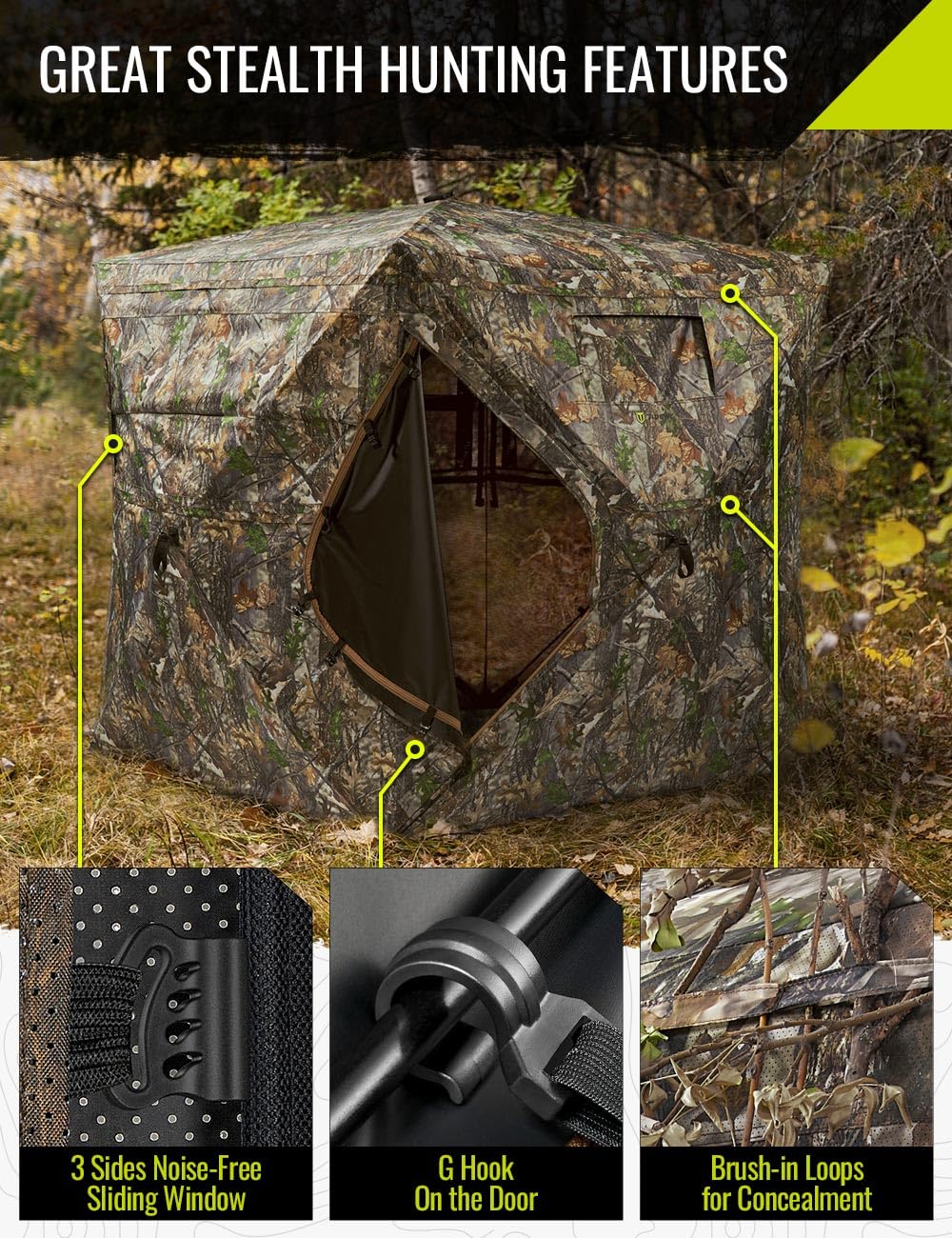 TIDEWE Hunting Blind See Through with Carrying Bag & Hunting Chair with Seat Cover