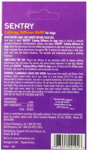 SERGEANT'S 484246 Sentry Calming Diffuser for Refill for Dogs, 1.5-Ounce Lavender chamomile fragrance.