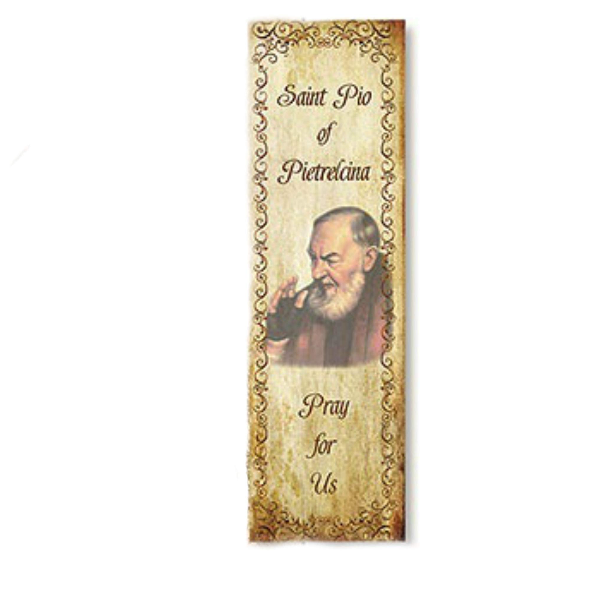 Saint St Padre Pio Pietrelcina 10MM Wood Bead 19" Cord Rosary with Prayer Card (Original Version)