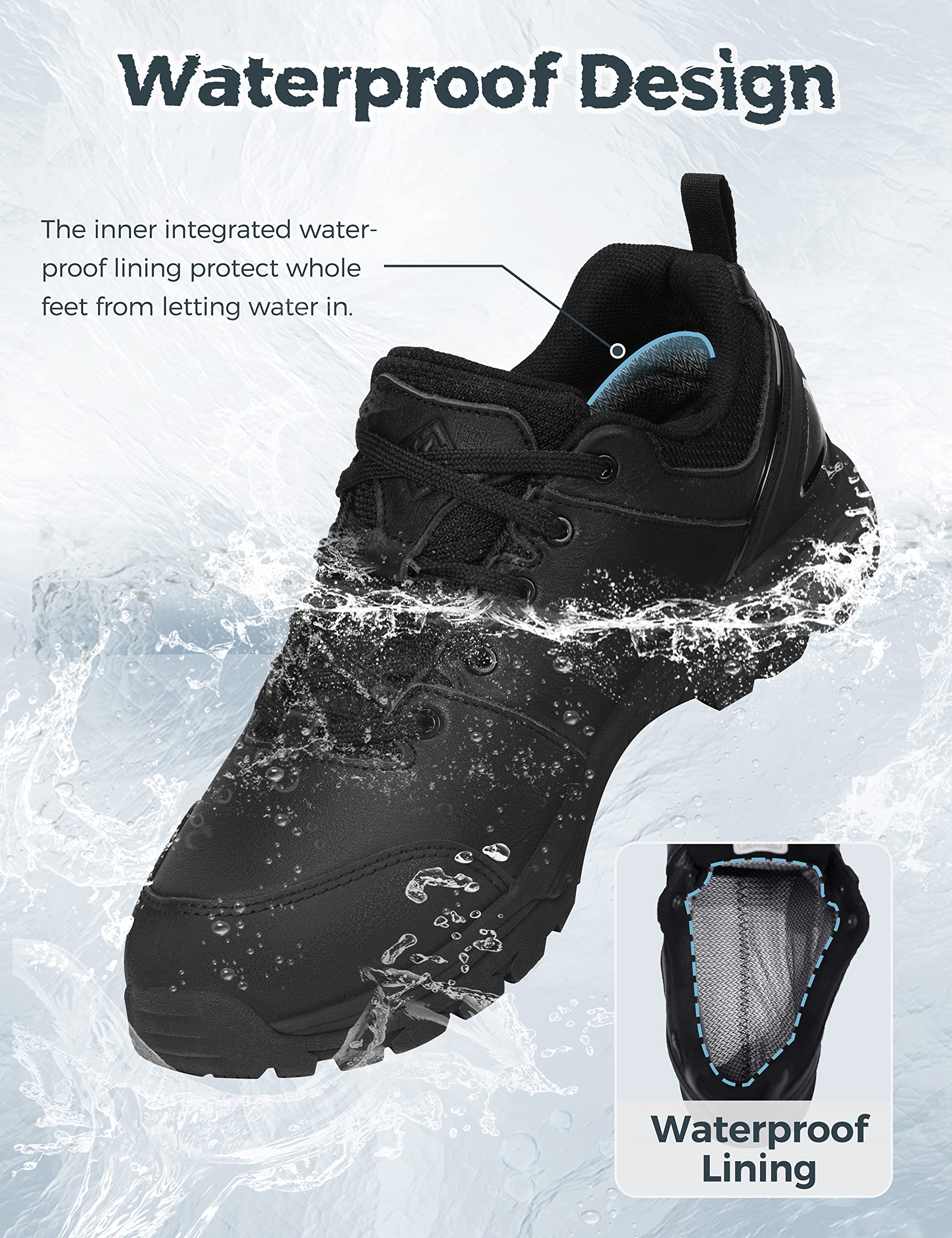 wantdo Men's Waterproof Hiking Shoes Work Construction Boots Outdoor Camping Shoes