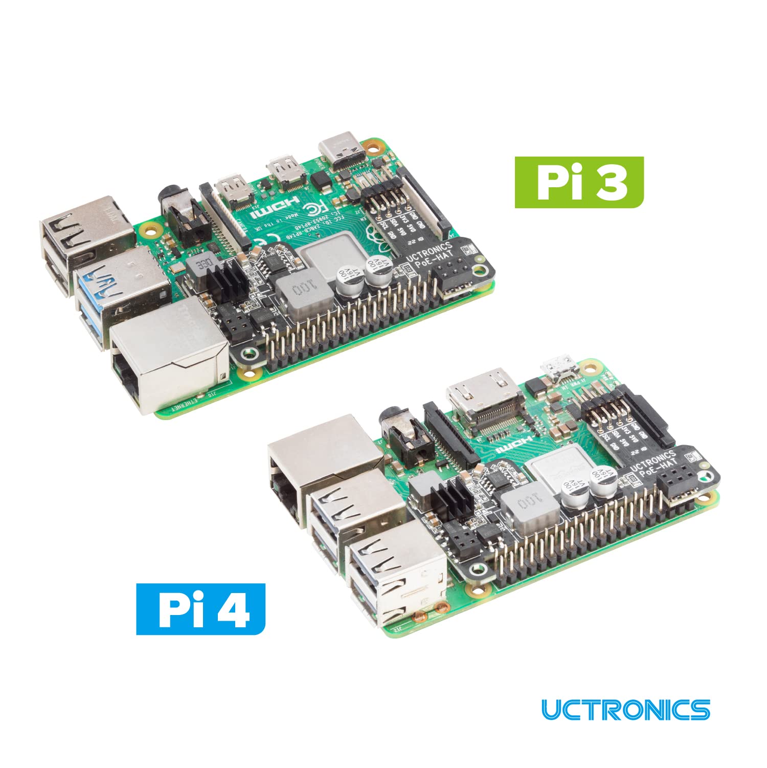 UCTRONICS PoE HAT for Raspberry Pi 4B/3B+, Power Over Ethernet (PoE) Support 802.3af PoE Network Standard, Compatible with Pi 4B / 3B+