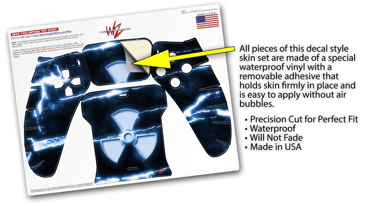 WraptorSkinz Skin Wrap compatible with Sony PS5 DualSense Controller Radioactive Blue (CONTROLLER NOT INCLUDED)