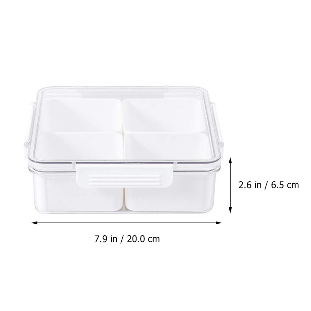 Yardwe Sealed Box with lid,1PC Reusable Snack Container with 4 Compartment Dispenser and Lid,Plastic Organizer(Square Tray)