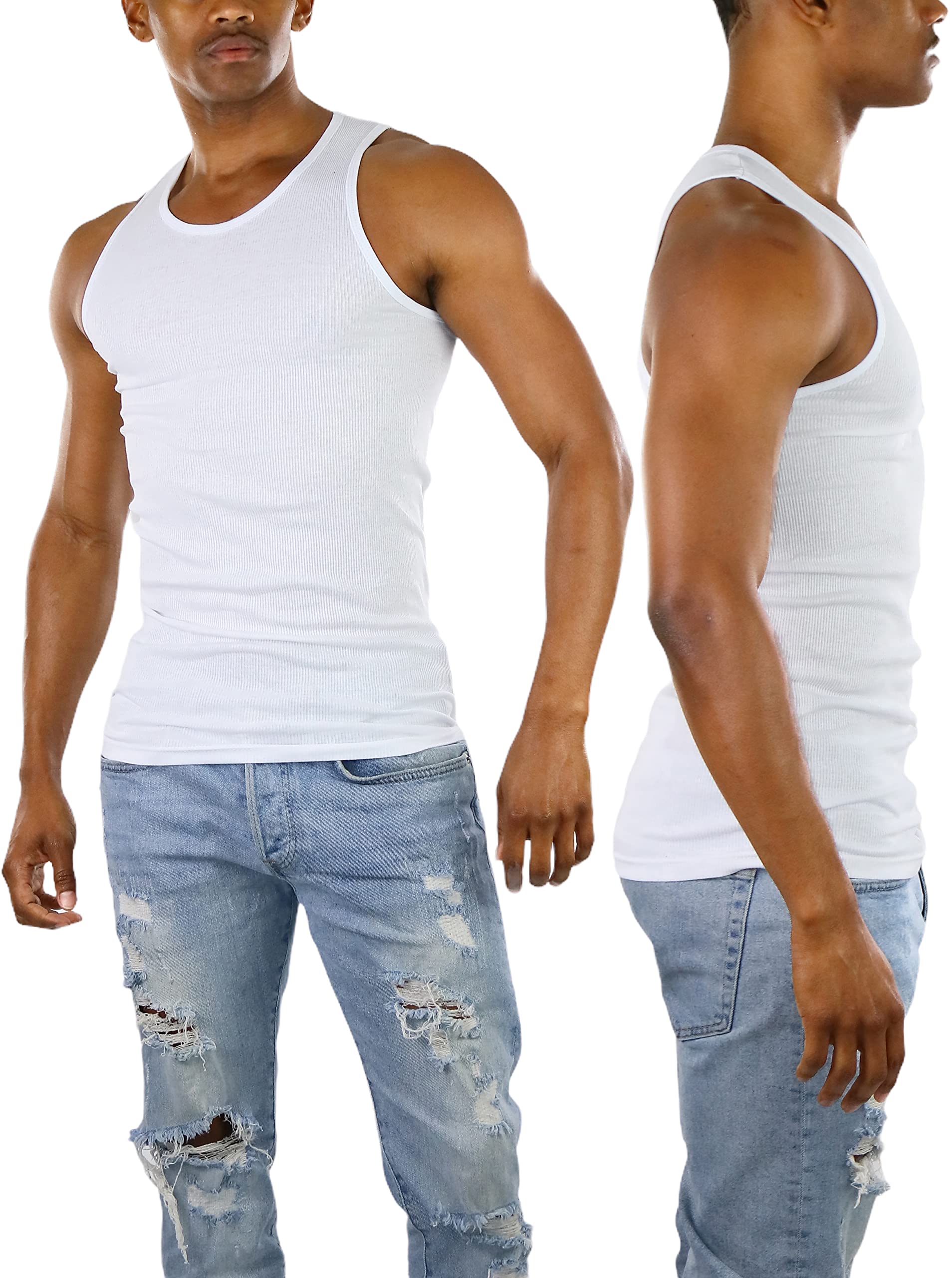 ToBeInStyle Men's Single A-Shirt Tank Top Undershirt- White - S