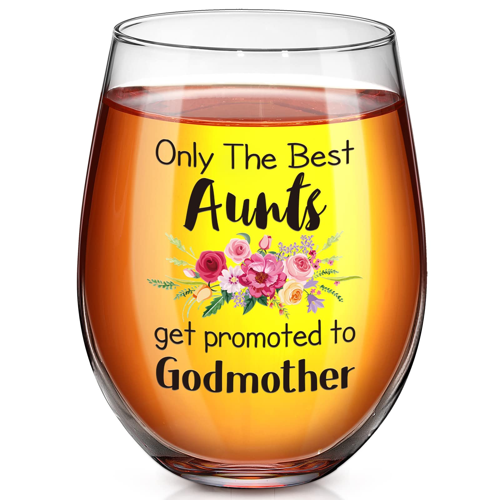 Thank You for Being My Godmother Wine Glass, Personalized Mother's Day Birthday Christmas Gift for Godmother Mother, 17 Oz Godmother Announcement Wine Glass for Godmother from Godchild (Only The Best)