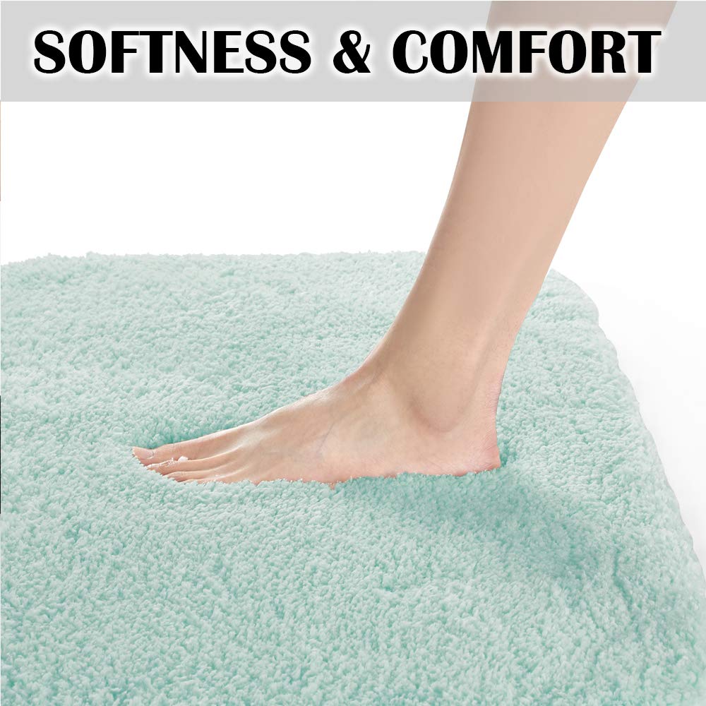 Suchtale Bathroom Rug Non Slip Bath Mat for Bathroom Water Absorbent Soft Microfiber Shaggy Bathroom Mat Machine Washable Bath Rug for Bathroom Thick Plush Rugs for Shower (16 x 24 Peach)