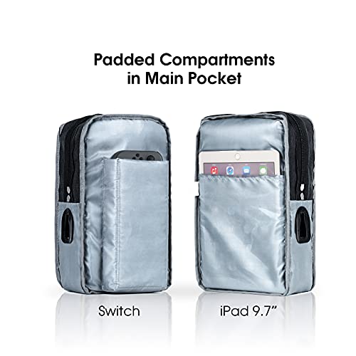 WANDF Switch Travel Bag, for Nintendo Switch Console, Dock, Joy-Con Grip & Switch Accessories, Protective Storage Sling Backpack Shoulder Bag for Nintendo Switch and iPad (Grey)