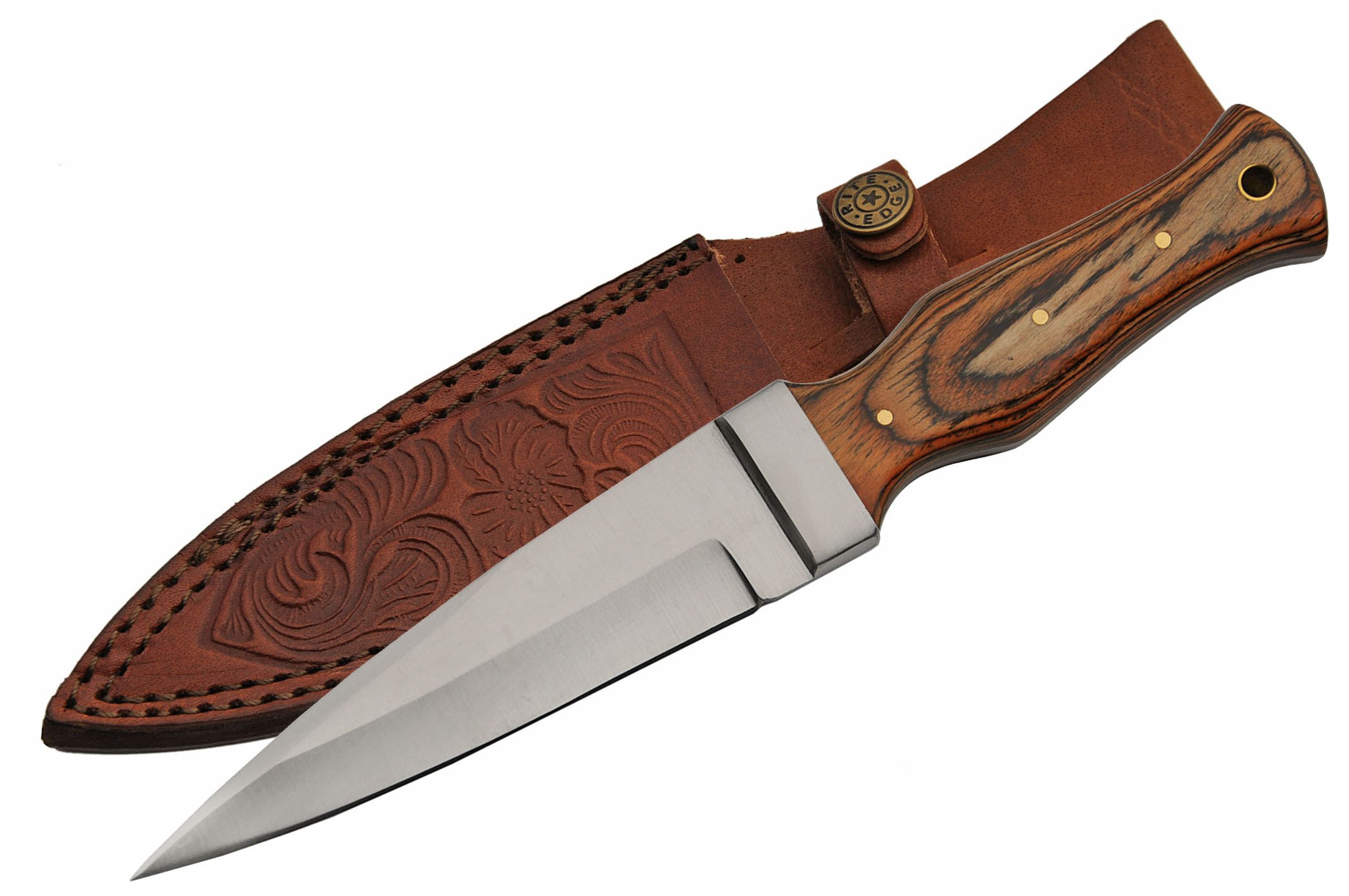 SZCO Supplies Wood Single Edge Boot Knife Style Boot Knife, Stainless Steel