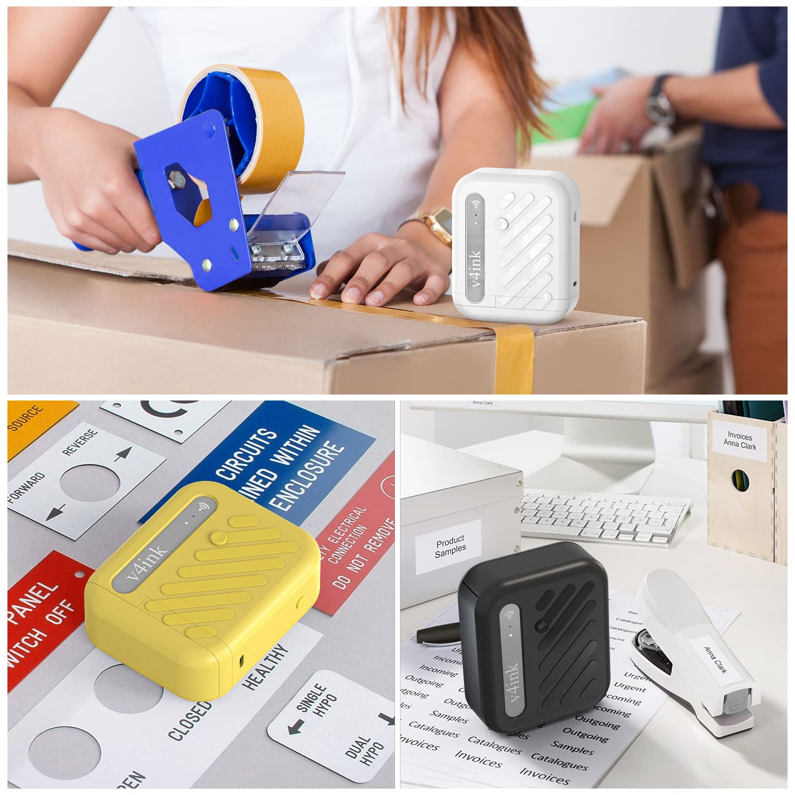 v4ink B10 Mini Handheld Printer Portable Mobile Wireless WiFi Connect with iOS/Android APP 0.09-0.5 inch Height QR-Code Picture Date DIY Logo Number Text Batch Series on All Materials